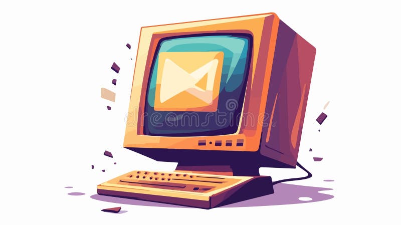 Modern Cartoon Computer Processor with Sign Vector Illustration Stock ...