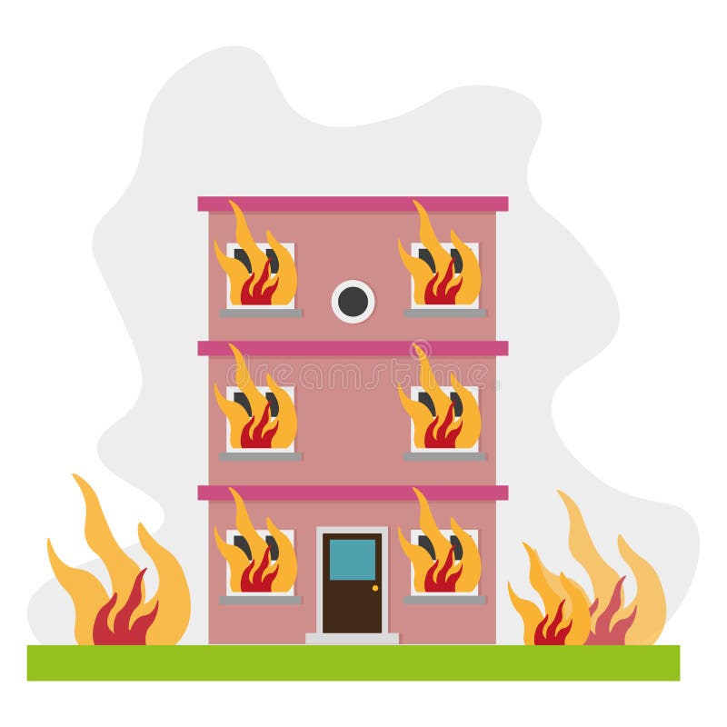 Modern Cartoon House Fire. Cartoon House is Burning. Vector ...