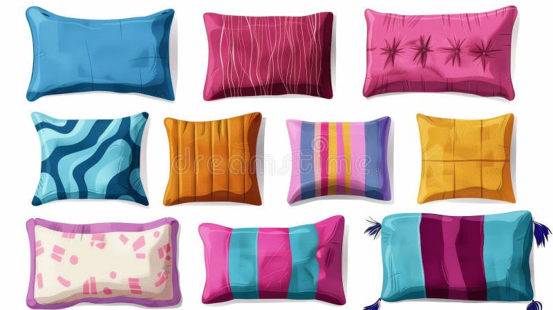 Modern Cartoon Set of 2 Soft Pillows for Bed and Sofa. Square and ...