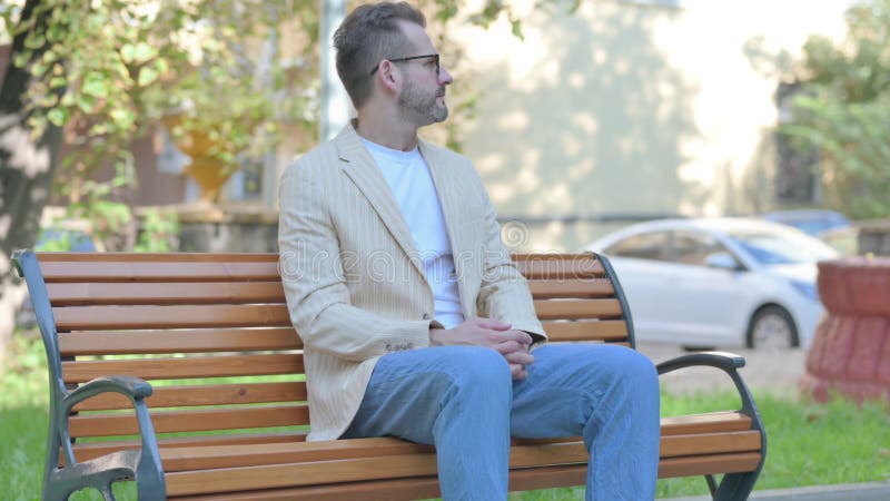Modern Casual Man Standing Up and Leaving Bench Outdoor Stock Footage ...