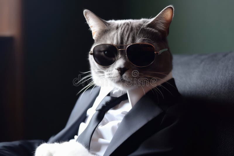 A Modern Cat Wearing a Business Suit and Sunglasses Created with ...