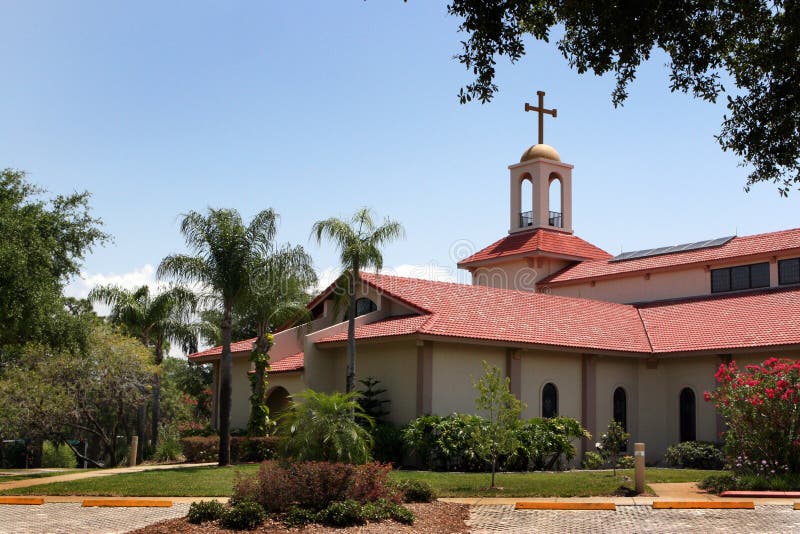 Modern Catholic Church stock photo. Image of tower, pray - 7717060