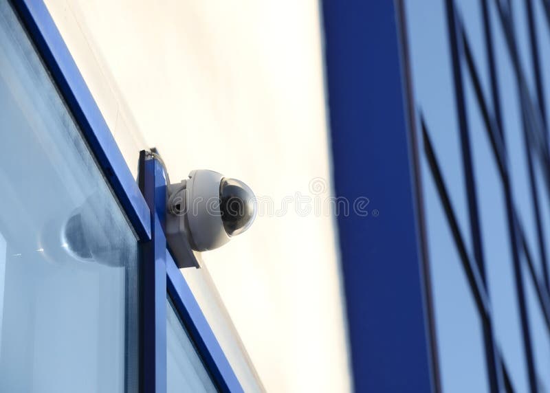 Modern CCTV Camera on Building Wall Stock Photo - Image of install ...