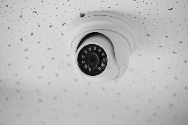 Modern CCTV Camera On Ceiling Indoors Stock Photo - Image of ...