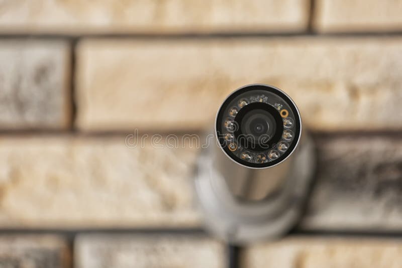 Modern CCTV Camera Installed on Wall Stock Image - Image of installed ...