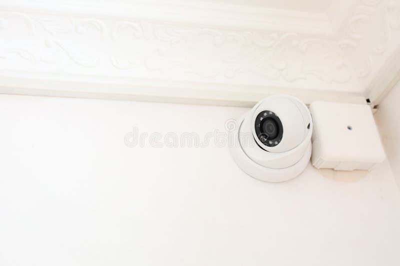 Modern CCTV Camera Installed on Wall in Room Stock Image - Image of ...