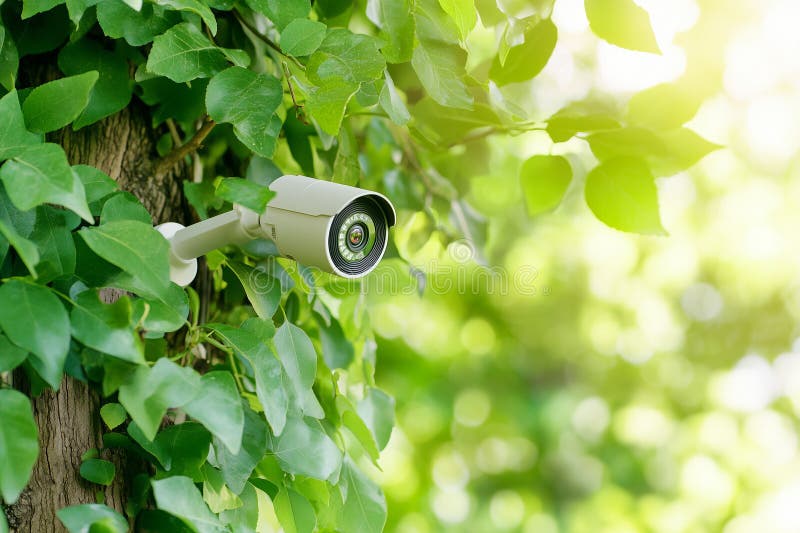 Modern CCTV Camera with Mobile Connectivity Installed in Lush Green ...
