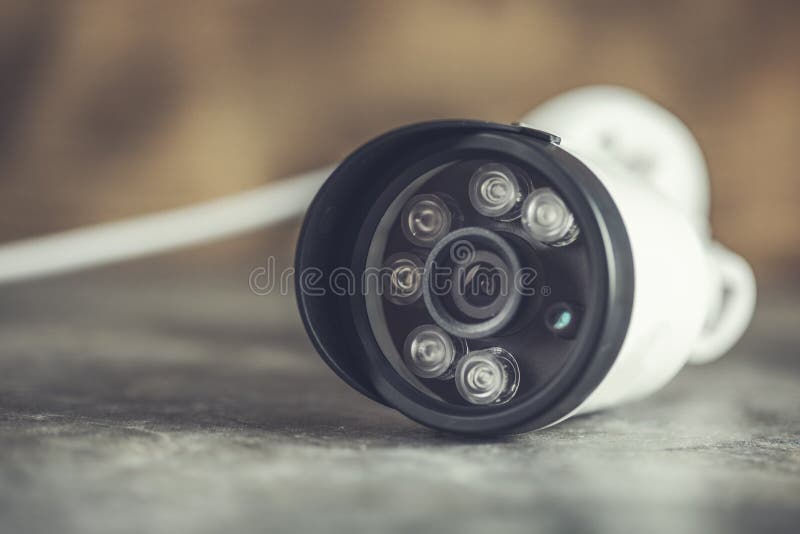 Modern CCTV Camera on the Table Stock Image - Image of table, video ...