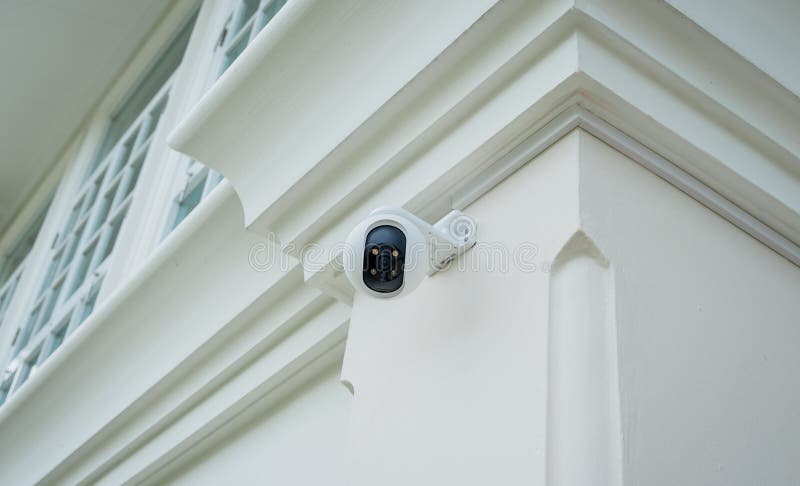 Modern CCTV Camera on a Wall of a Residential Building Stock Image ...