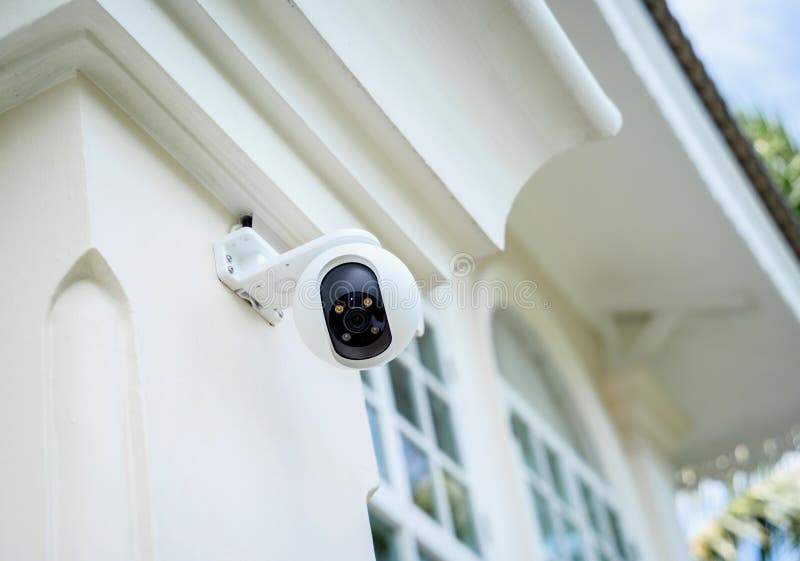 Modern CCTV Camera on a Wall of a Residential Building Stock Image ...