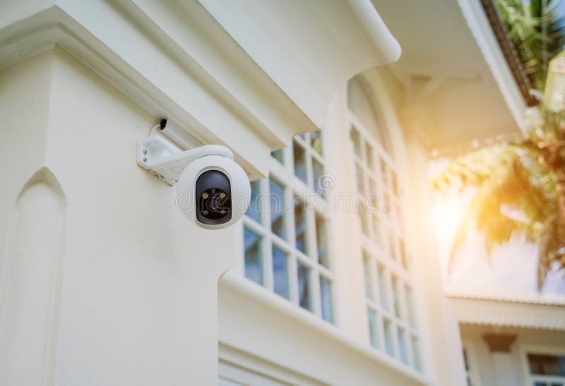 Modern CCTV Camera on a Wall of a Residential Building Stock Image ...