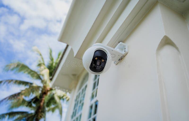 Modern CCTV Camera on a Wall of a Residential Building Stock Image ...
