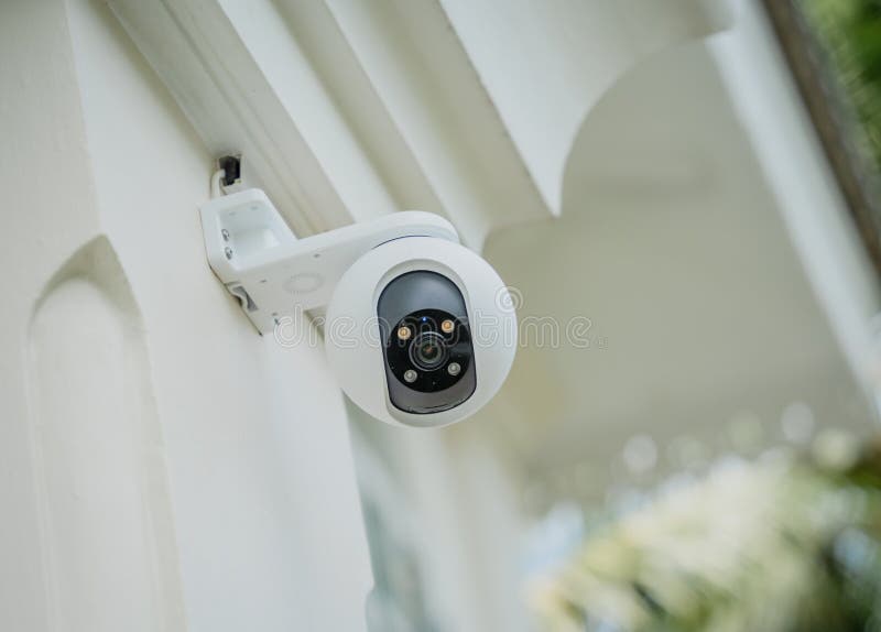 Modern CCTV Camera on a Wall of a Residential Building Stock Image ...