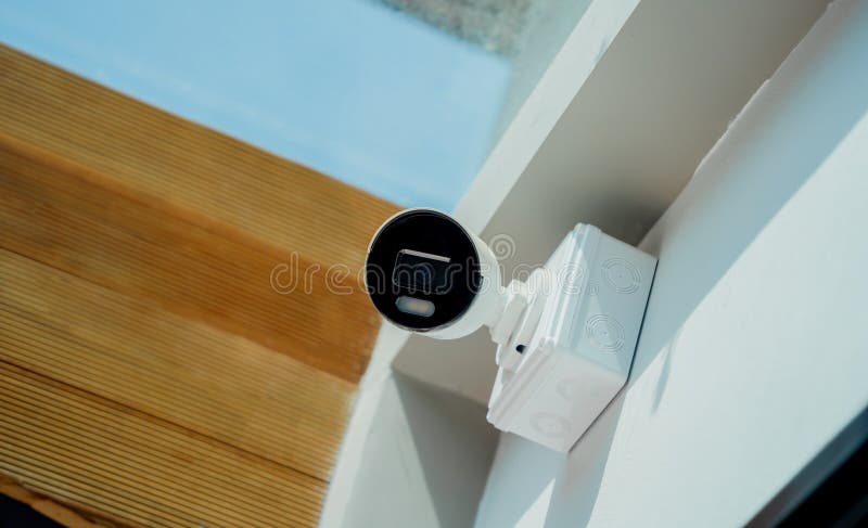 Modern CCTV Camera on a Wall of a Residential Building Stock Image ...