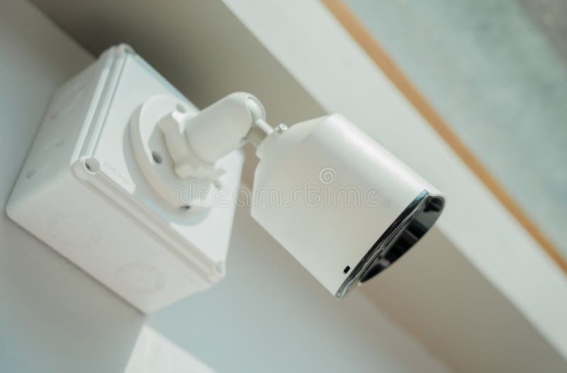 Modern CCTV Camera on a Wall of a Residential Building Stock Photo ...