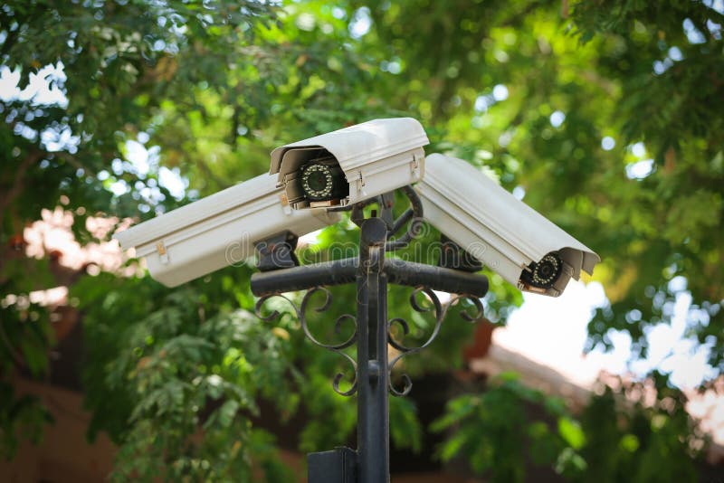 Modern CCTV Cameras, Outdoors Stock Image - Image of prevention ...