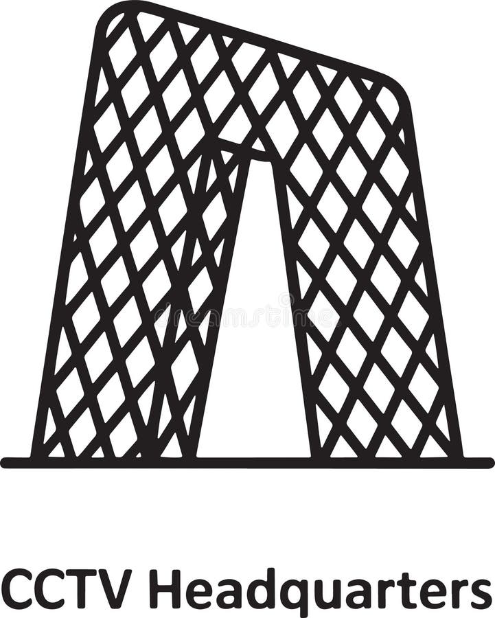 Modern CCTV Headquarters Building Outline Iconic Structure Vector ...