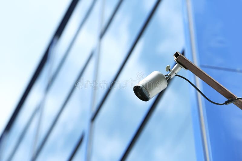 Modern CCTV Security Camera on Building Wall Outdoors Stock Photo ...