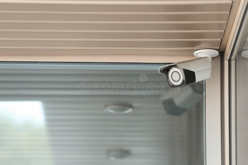 Modern CCTV Security Camera on Building Wall. Space for Text Stock ...