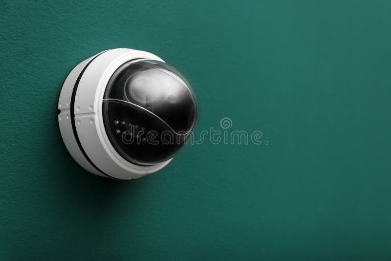 Modern CCTV Security Camera on Green Wall Stock Image - Image of crime ...
