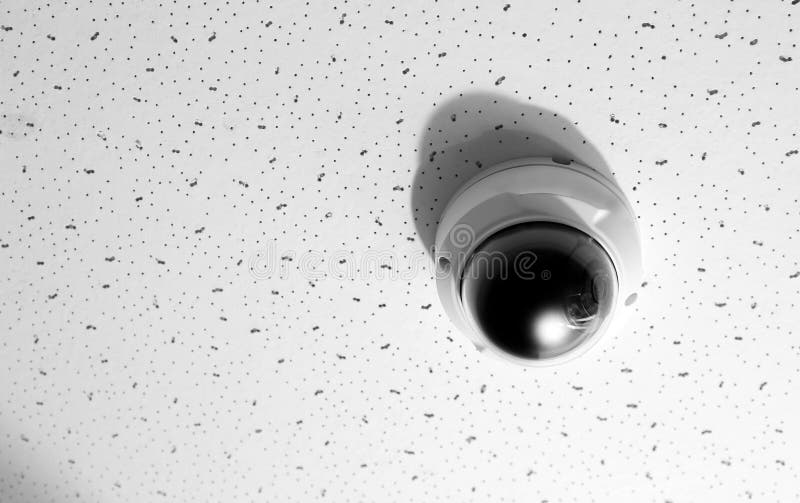 Modern CCTV Security Camera on White Ceiling Stock Photo - Image of ...
