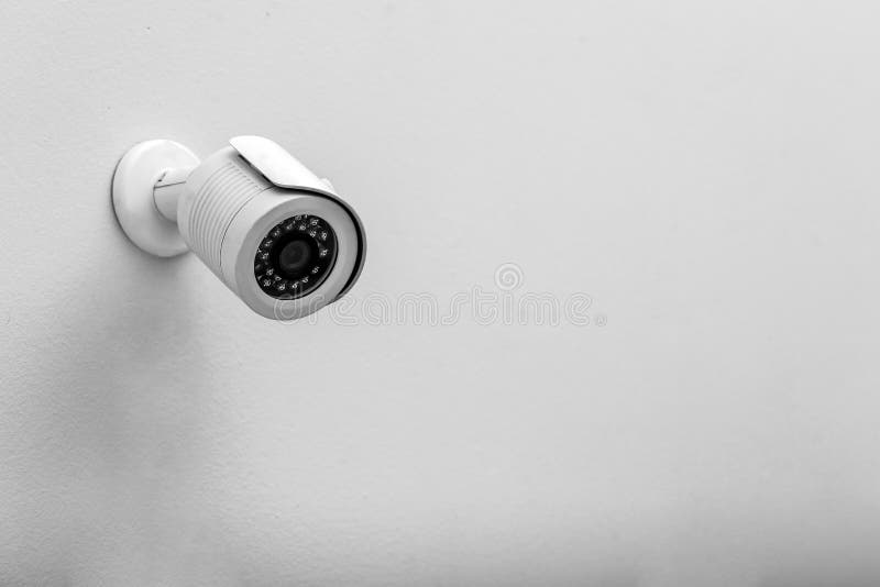 Modern CCTV Security Camera on White Wall Stock Image - Image of ...