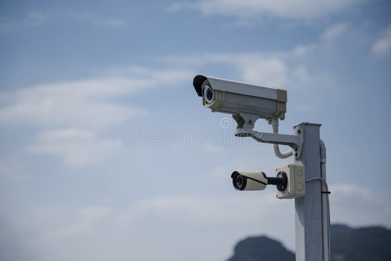 Modern CCTV Security System on Sky Background Smart Camera Theft ...