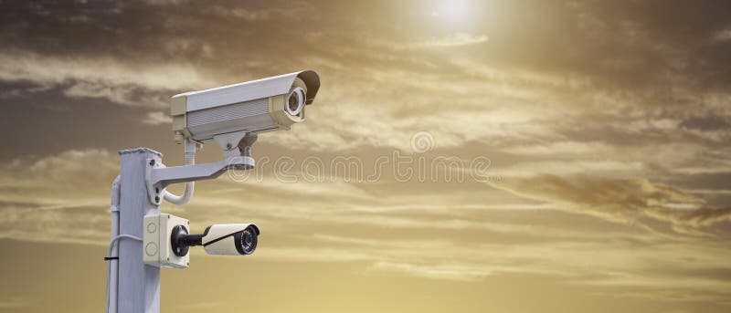 Modern CCTV Security System on Sky Background Smart Camera Theft ...