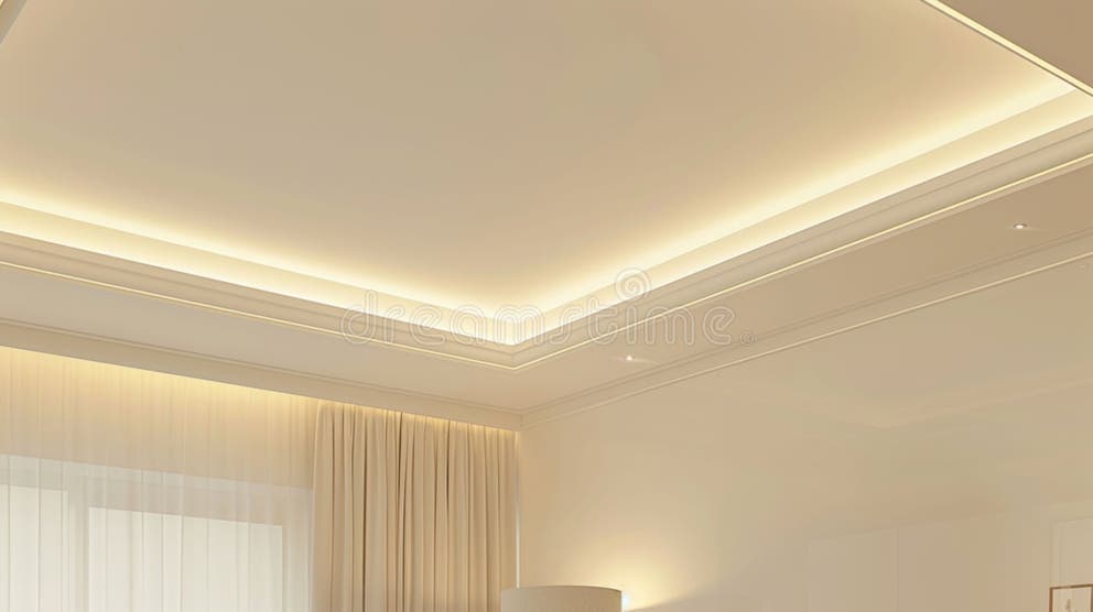 Modern Ceiling Design with Soft Ambient Lighting. Generative Ai Stock ...
