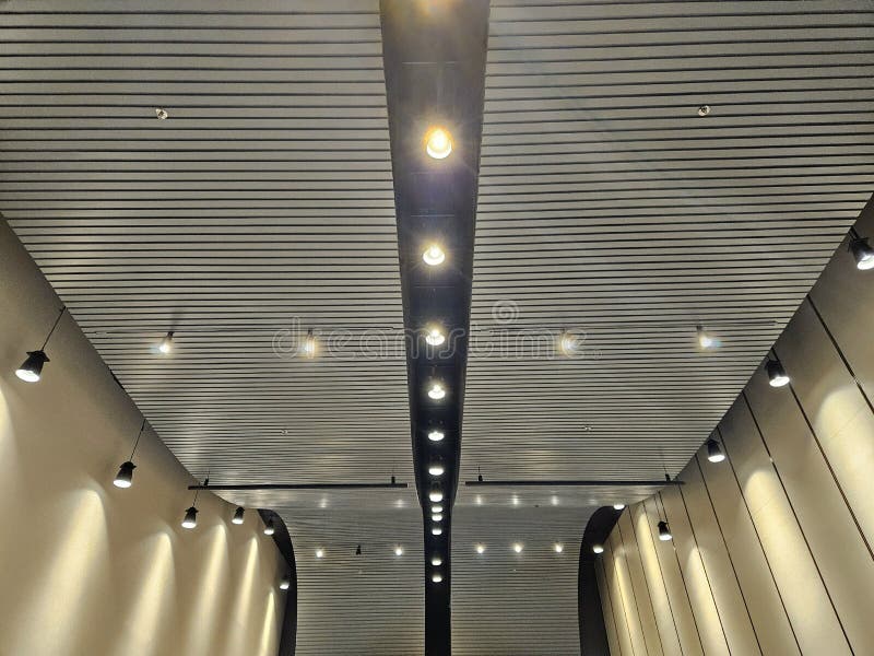 Ceiling with Spotlights and Modern Design Stock Image - Image of indoor ...