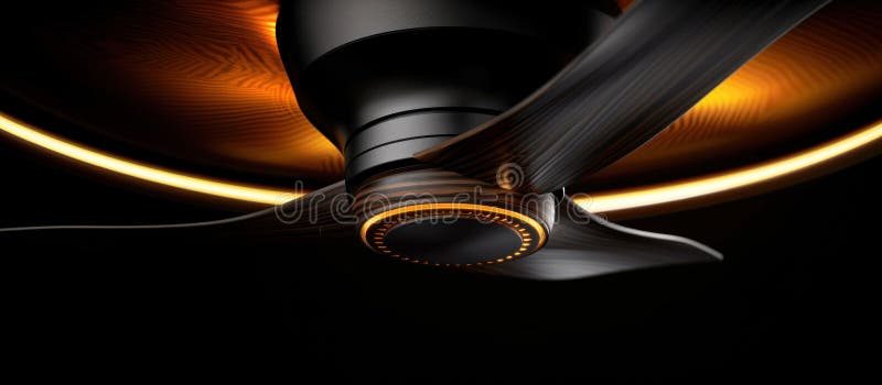 Modern Ceiling Fan with Illuminated Blades. Generative Ai Stock ...