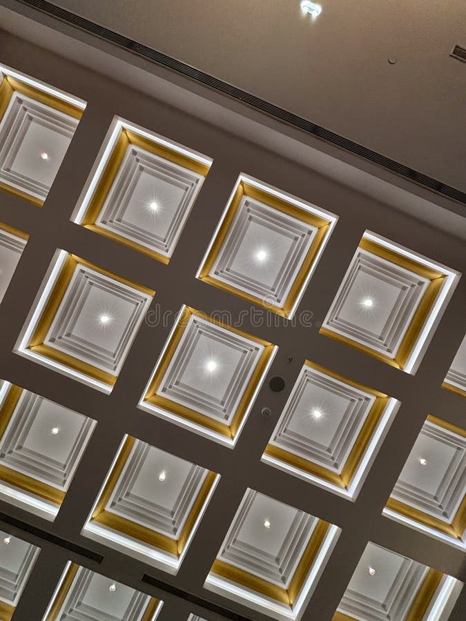 Modern Ceiling with Geometric Patterns Stock Image - Image of ...