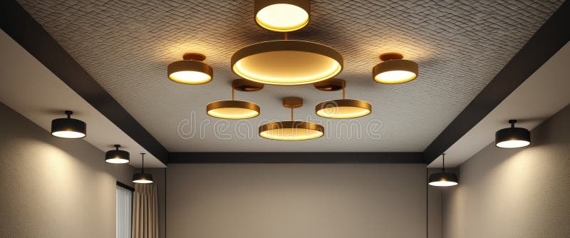 Modern Ceiling Lighting Design in Elegant Interior with Soft Ambient ...