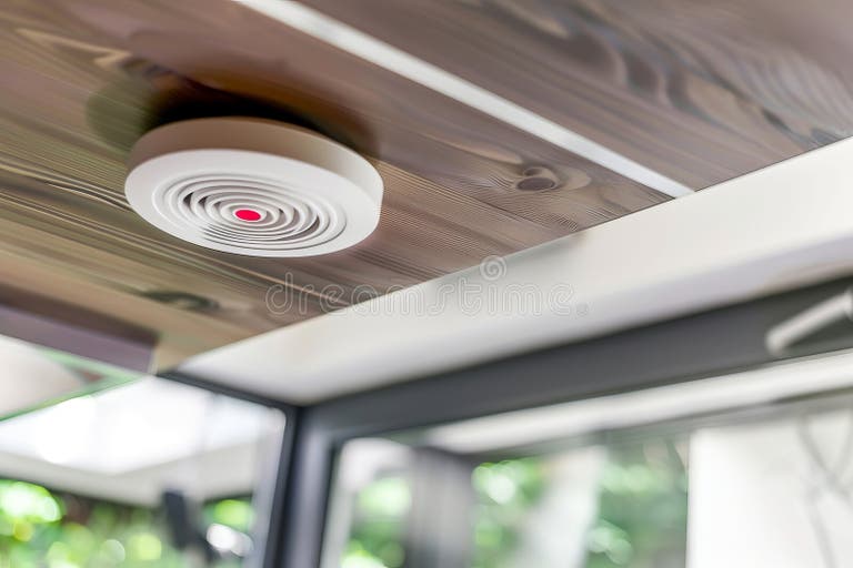 Modern Ceiling Mounted Smoke Detector in a Contemporary Interior ...