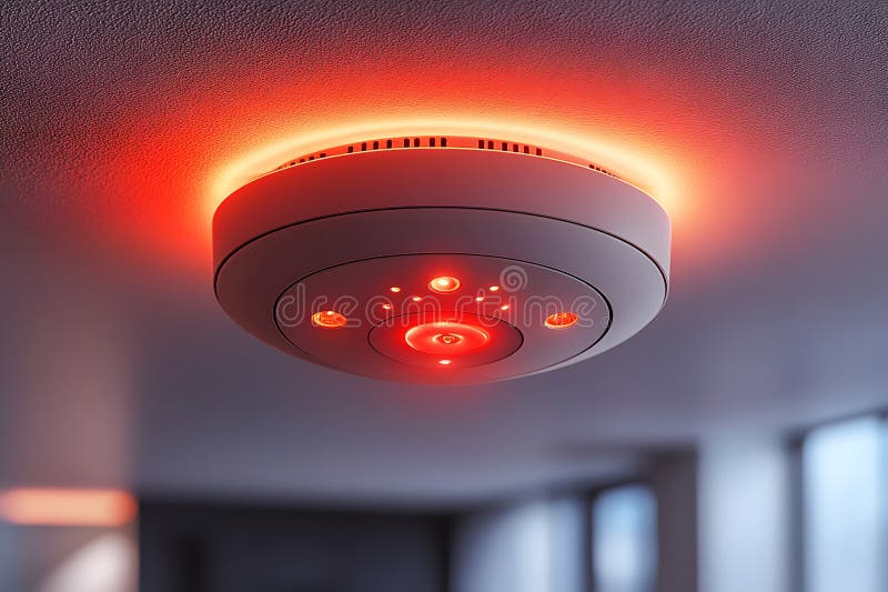 Advanced Ceiling-Mounted Smoke Detector with Red Alert Lights for Home ...