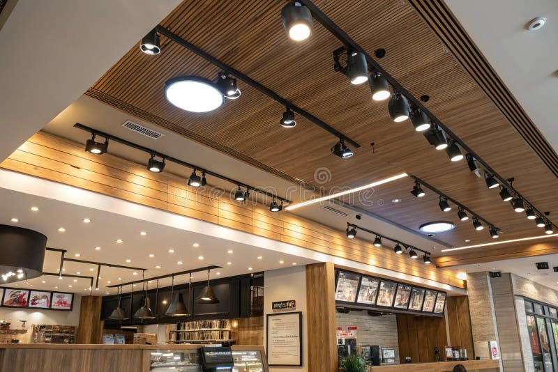 Modern Ceiling and Spotlight Lighting Design for Public Spaces Stock ...