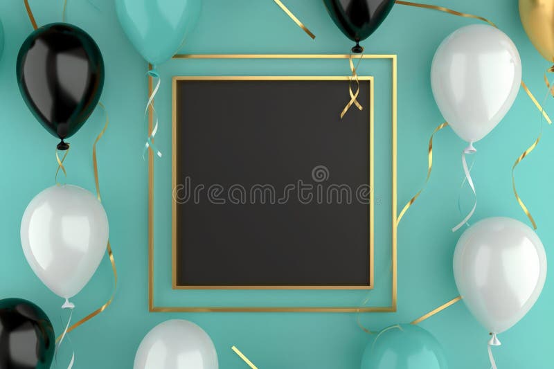 Modern Celebration Backdrop with White, Blue, and Gold Balloons ...