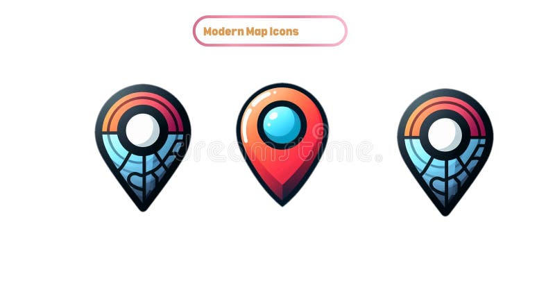 Modern Map Pin Icons stock illustration. Illustration of celendar ...