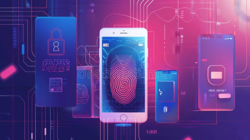 Cell Phone with Fingerprint on Screen Stock Image - Image of smartphone ...