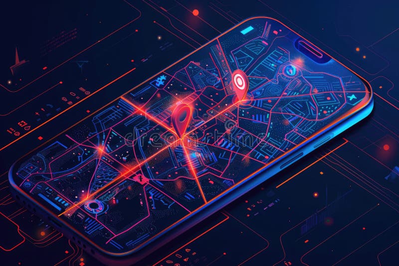 A Modern Cell Phone Displaying a Map. Suitable for Navigation Concepts ...