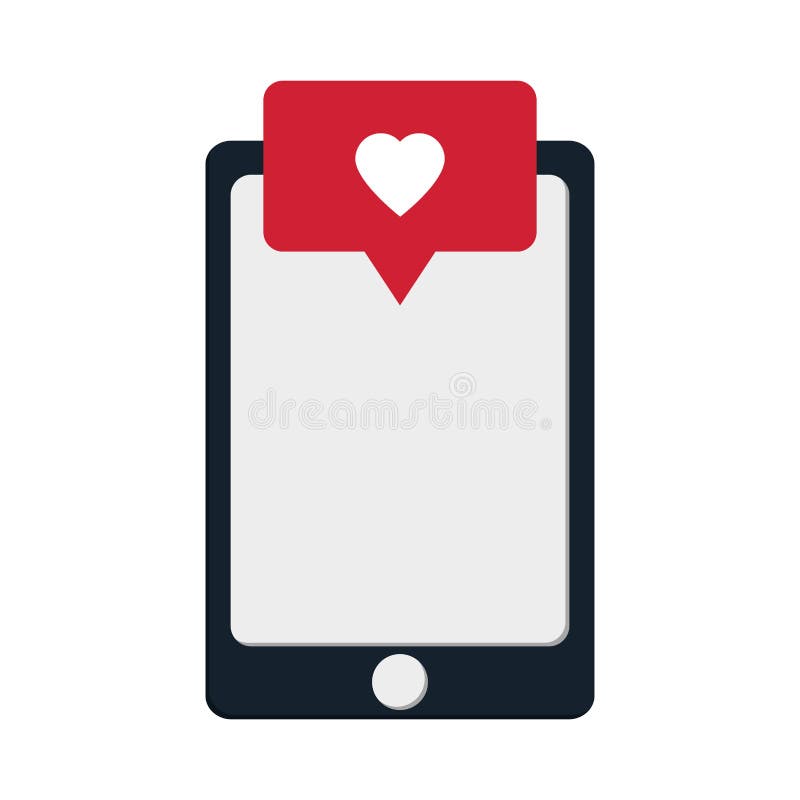 Modern Cellphone and Heart Notification Icon Stock Vector ...