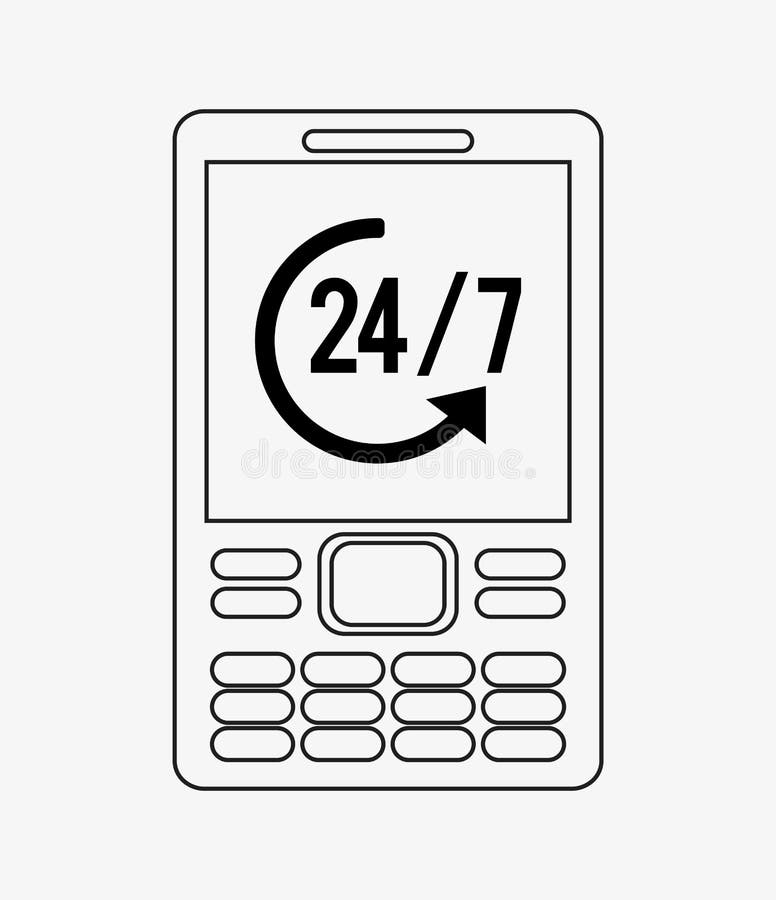 Modern Cellphone with 24 7 Service Icon Image Stock Illustration ...