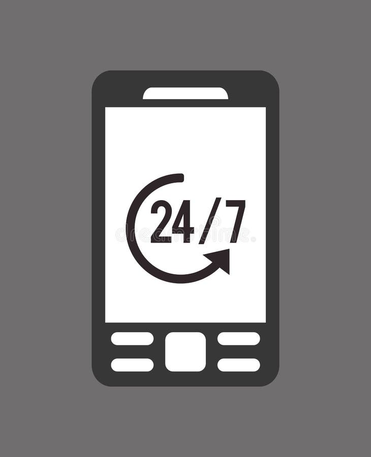 Modern Cellphone with 24 7 Service Icon Image Stock Illustration ...