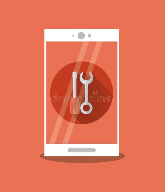 Modern Cellphone with Tools Icon Image Stock Illustration ...