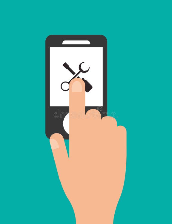 Modern Cellphone with Tools Icon Image Stock Illustration ...