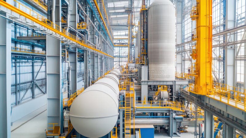 Modern Cement Production Facility Interior with Advanced Automation ...