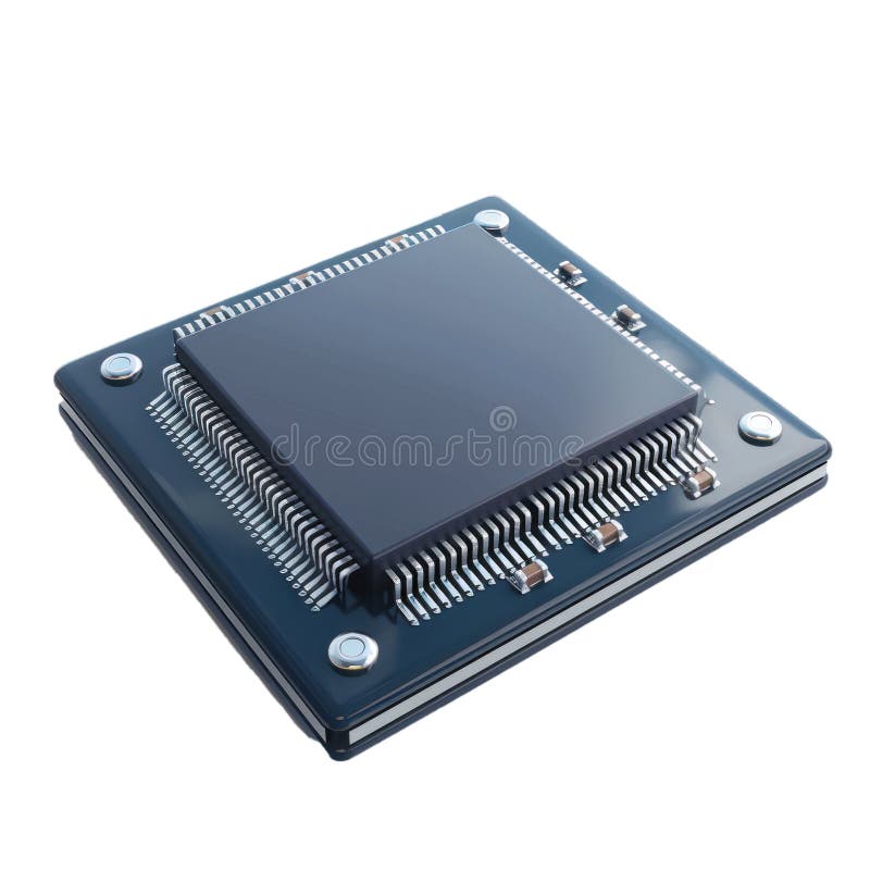 Modern Central Processing Unit Showing Pins on White Background Stock ...