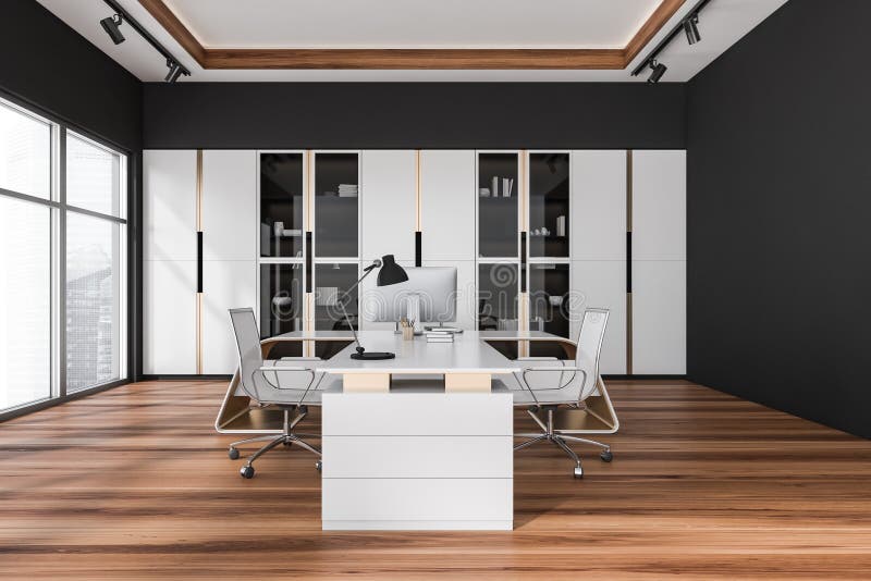 Modern CEO Office with Work Station Stock Illustration - Illustration ...