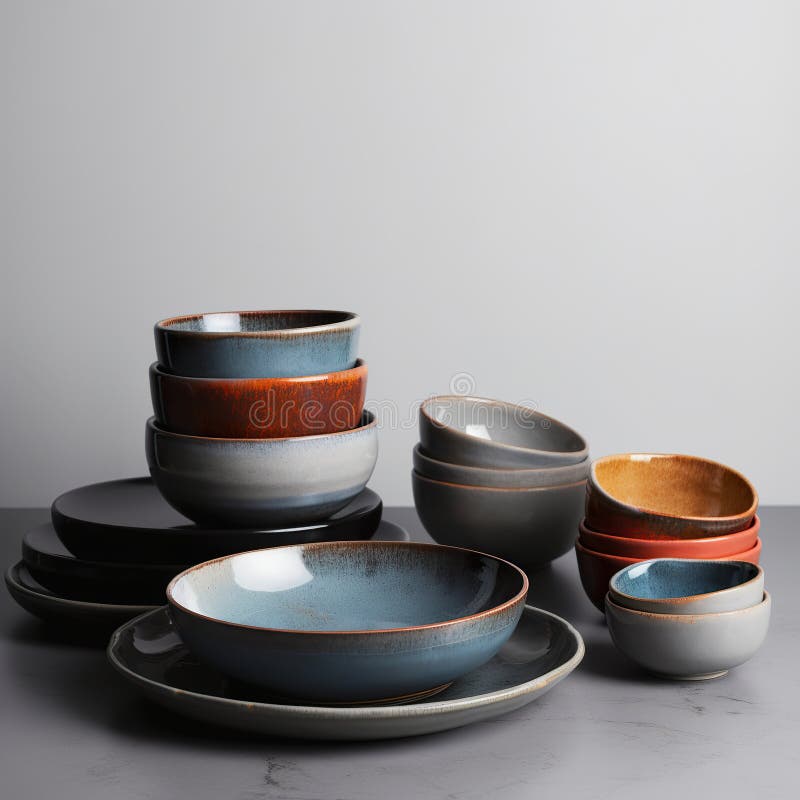 Modern Ceramic Dinnerware Set. Modern Ceramics with an Earth Tone Color ...