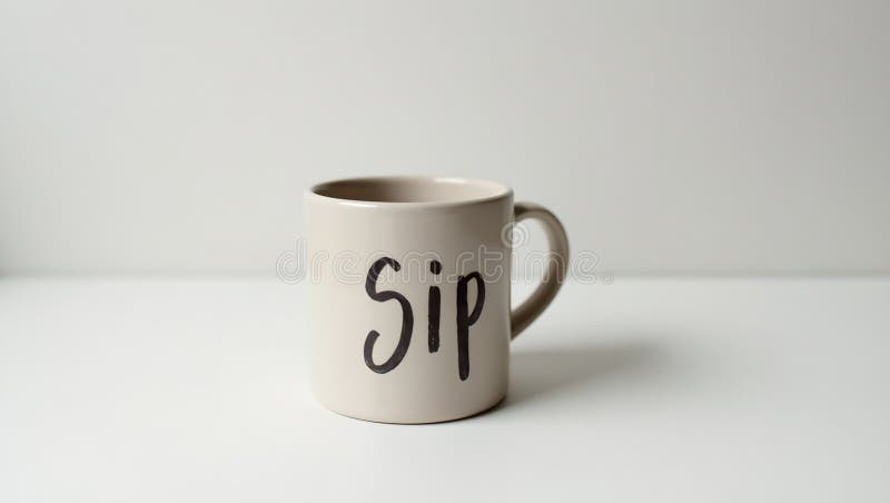 Modern Ceramic Mug with Sip in Playful Letters on White Countertop ...